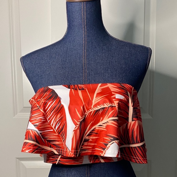 Tops | Rust Orange White Hawaiian Flowy Tube Top | Poshmark